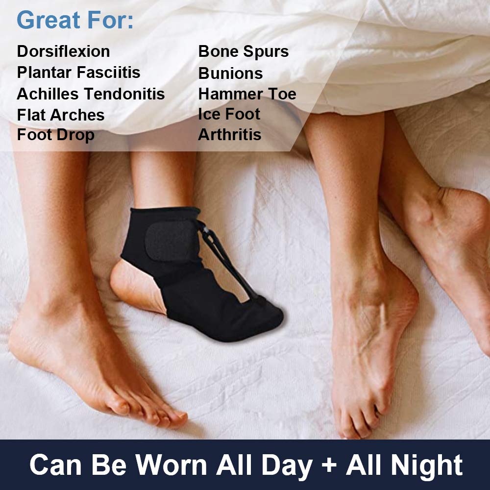 Beginbelle Plantar Fasciitis Night Splint Sock. Planter Fasciitis Support Dorsal Drop Foot Brace for Right or Left Foot. Soft Stretching Boot Splints for Feet, Sleep, Recovery Socks, Braces (Small)
