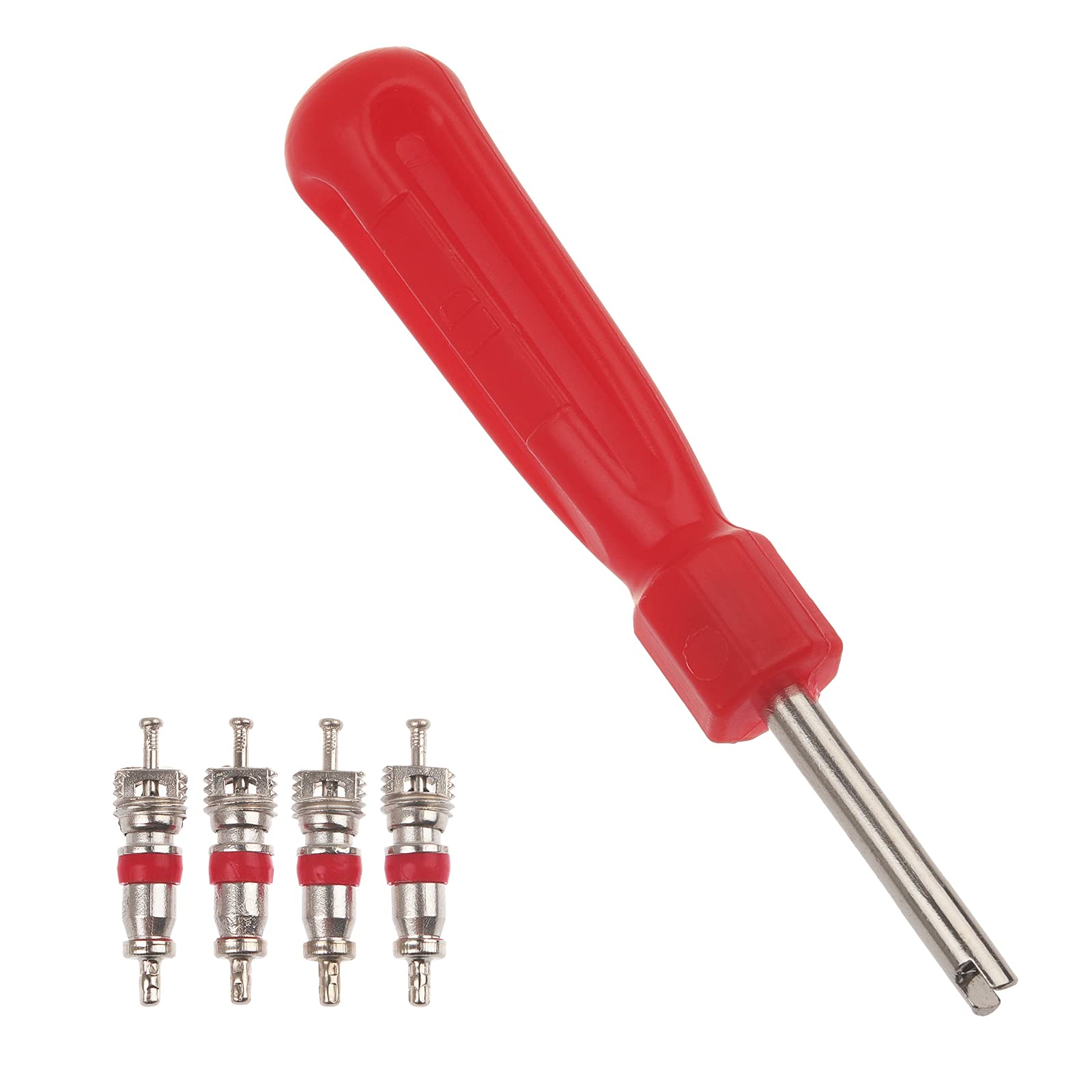 A.I.FORCE 4Pcs 1/8" NPT Brass Schrader Tank Fill Valve with Anti-Corrosion Cap & Replacement Valve Stems