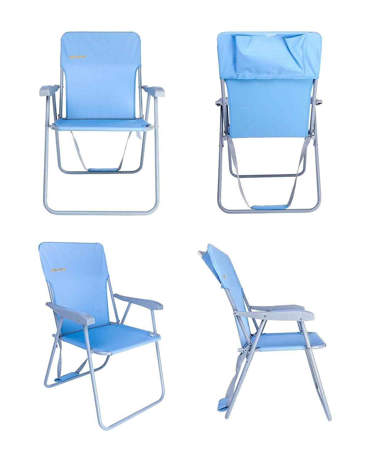 #WEJOY Folding Webbed Lawn Beach Chair,High Back Seat Backpack Portable Lightweight Chairs+High Back Folding Beach Chair,Lightweight Camping Lawn Chairs for Adults with Hard Arm,Headrest,Pocket