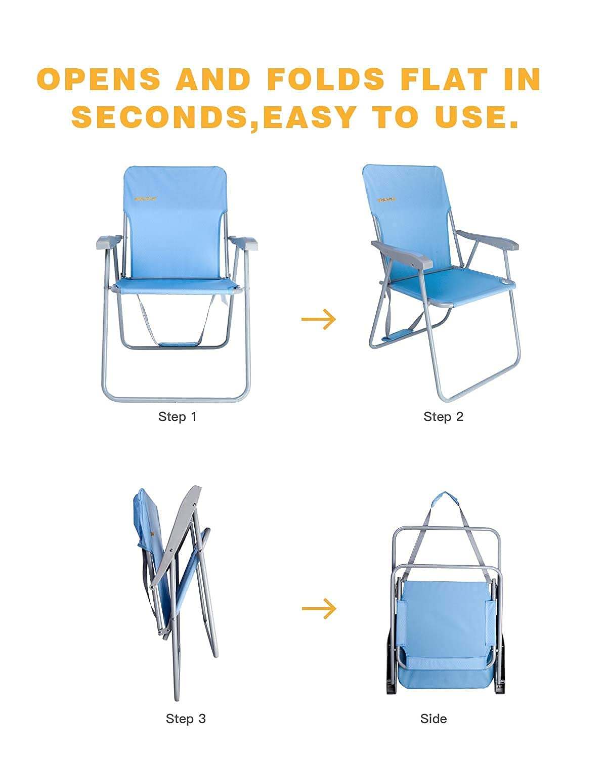 #WEJOY Folding Webbed Lawn Beach Chair,High Back Seat Backpack Portable Lightweight Chairs+High Back Folding Beach Chair,Lightweight Camping Lawn Chairs for Adults with Hard Arm,Headrest,Pocket