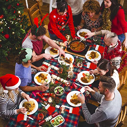 CCINEE 24PCS Christmas Socks Decoration Tableware Holders Red Felt Christmas Stockings with Golden Trim Spoon Knife Fork Bags Candy Pouch Bags Mini Stockings for Silverware Xmas Party Dinner Decor