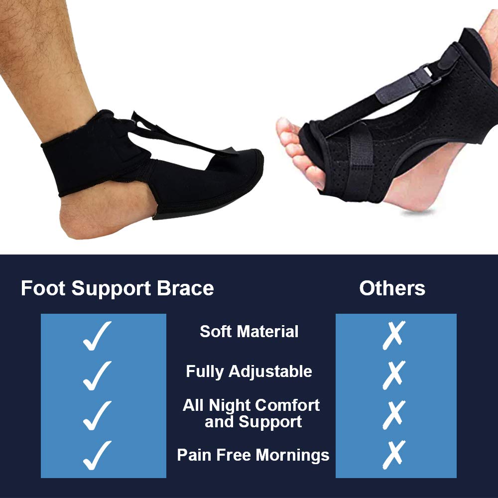 Beginbelle Plantar Fasciitis Night Splint Sock. Planter Fasciitis Support Dorsal Drop Foot Brace for Right or Left Foot. Soft Stretching Boot Splints for Feet, Sleep, Recovery Socks, Braces (Medium)