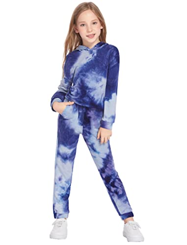 Greatchy Little Girls Tie Dye Set Clothes Outfits Jogger Sweatsuits Tracksuits Sweatshirts Hoodies Pants Sets Size 8-9 Years