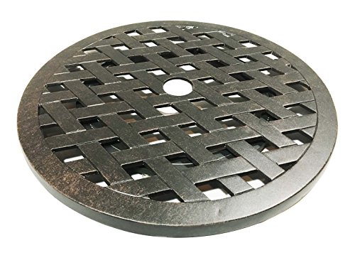Outdoor Lazy Susan with Umbrella Hole 30" Turntable Patio cast Aluminum Nassau Bronze