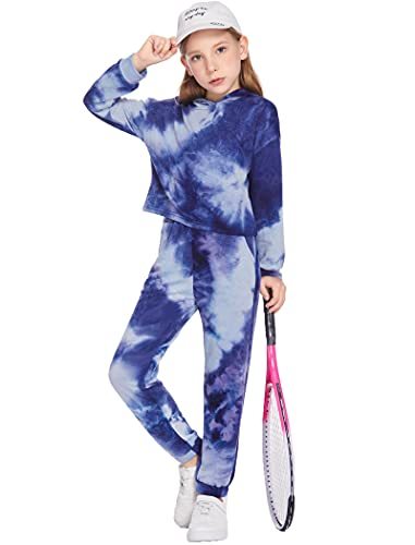 Greatchy Little Girls Tie Dye Set Clothes Outfits Jogger Sweatsuits Tracksuits Sweatshirts Hoodies Pants Sets Size 8-9 Years