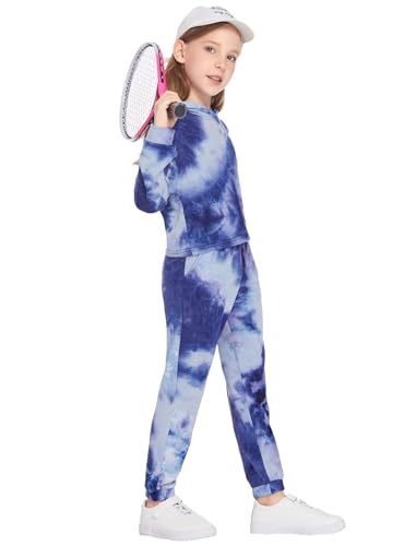 Greatchy Little Girls Tie Dye Set Clothes Outfits Jogger Sweatsuits Tracksuits Sweatshirts Hoodies Pants Sets Size 8-9 Years