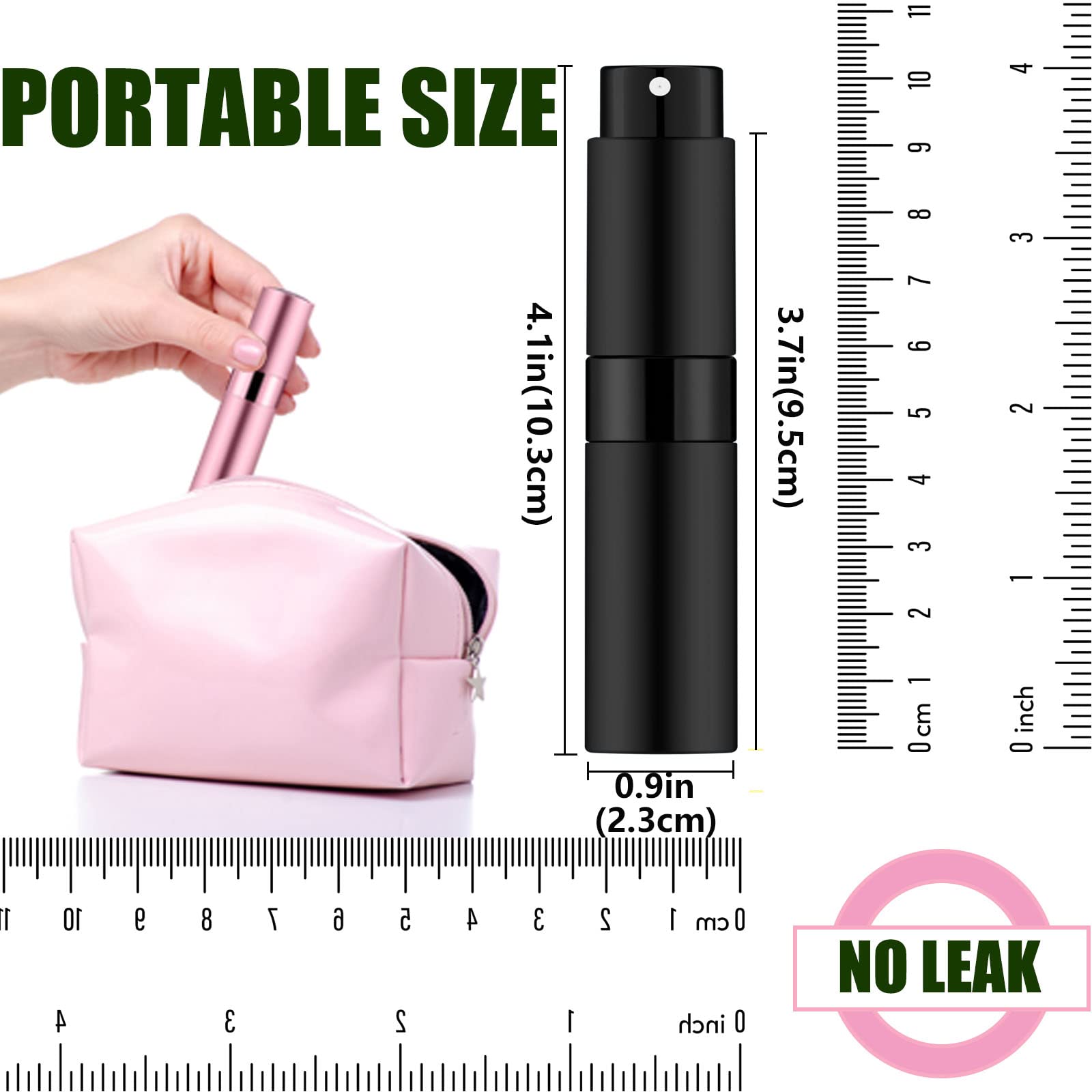 IRON BILL 2 PCS/8ml Portable Mini Perfume Atomizer bottles, Empty Refillable Spray Bottle with 3 Types of Refill Tools, Pocket Travel Perfume Sample Bottles(Matte Black&Silver)