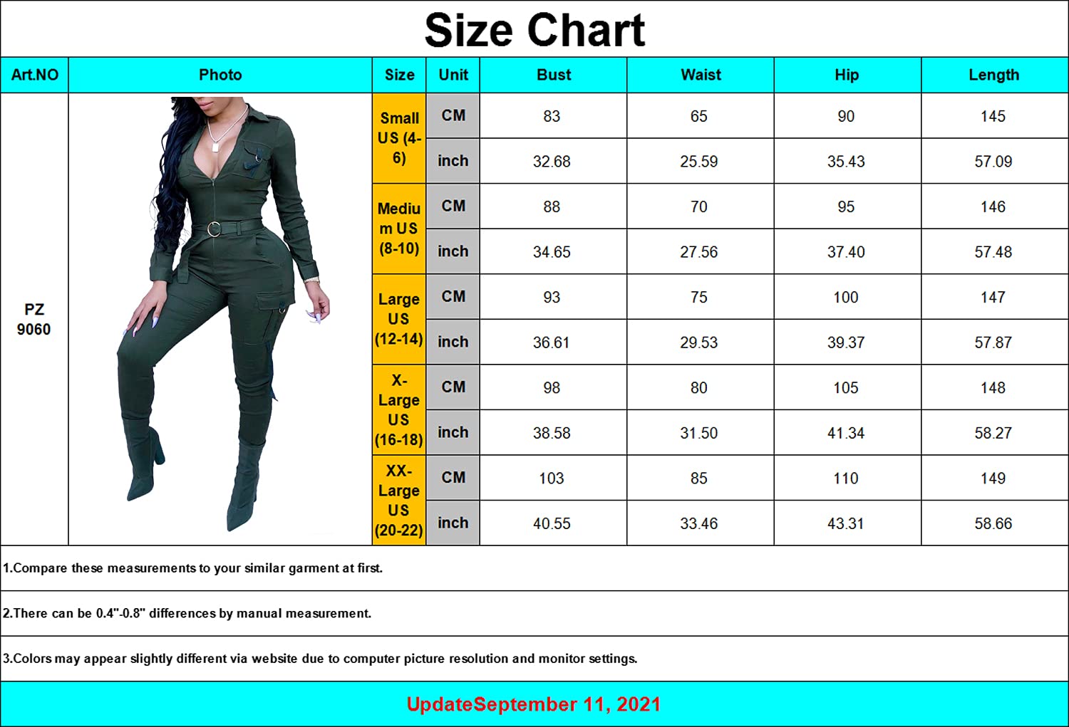 PerZeal Sexy V Neck Jumpsuits for Women Bodycon Elegant Long Sleeve Long Pants One Piece Jumpsuit Romper With Belt Pocket Zipper X-Large