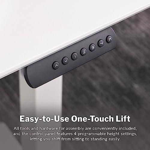 Vari Essential Height Adjustable Electric Standing Desk - Home Office With VariDesk Sturdy T-Legs - Quiet Motorized 48x24 Inch Small Desk - White - 1 Box