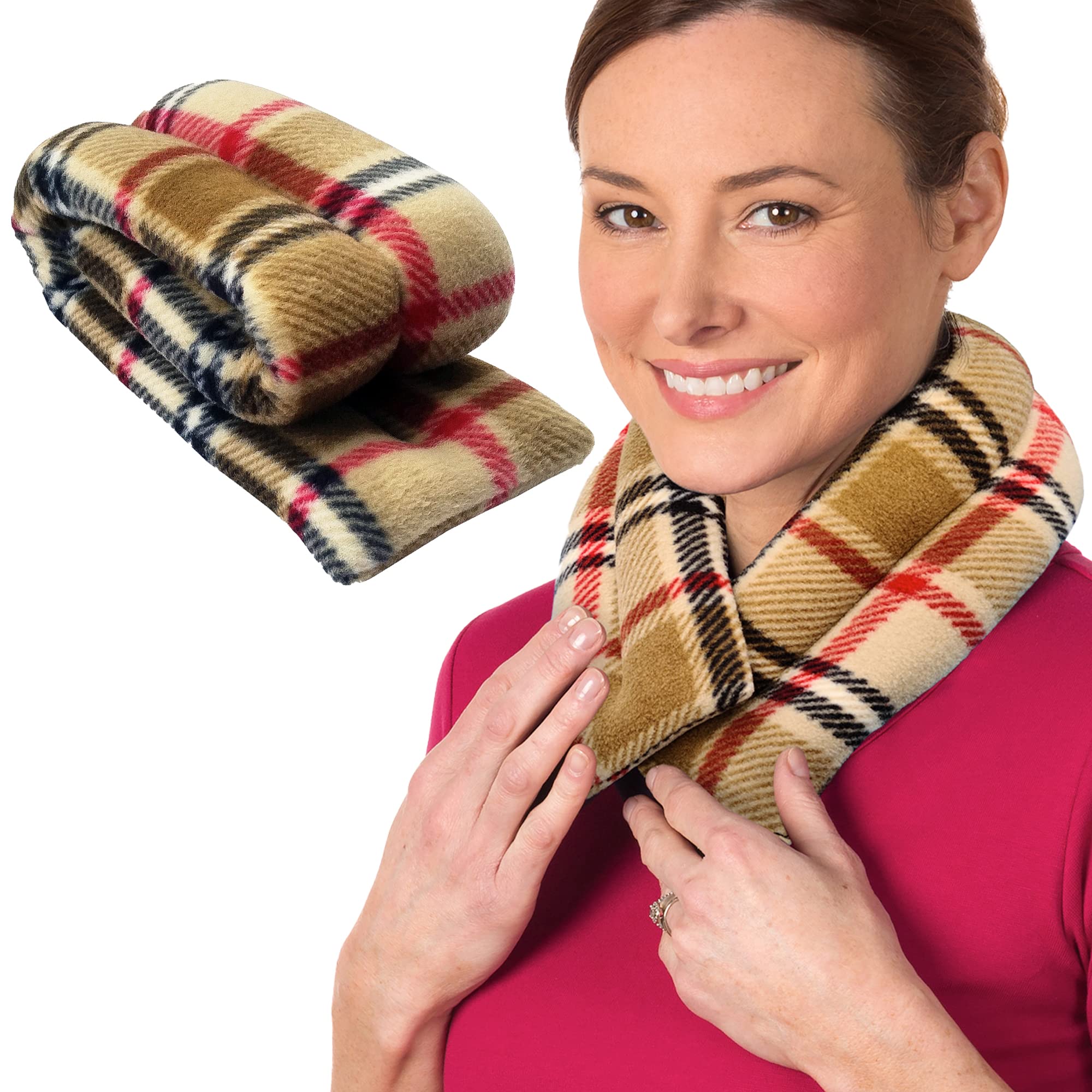 SunnyBay Microwave Heating Pad, Microwavable Moist Heated Neck and Shoulder Wrap, Versatile Weighted Beanbag Cold Pack or Warm Compress for Pain Relief, 26x4 Inches, London