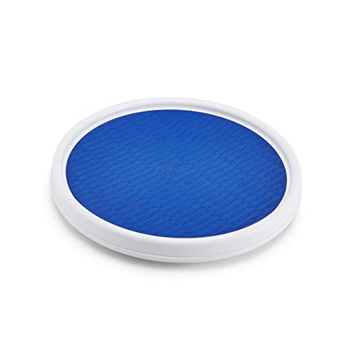 Copco Non-Skid 2 Tier Turntable, 12-Inch, White/Gray & Basics Non-Skid Pantry Cabinet Lazy Susan Turntable, 12-Inch, White/Blue