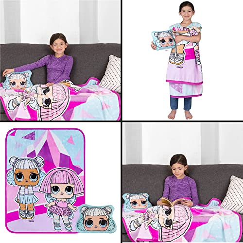 Franco Kids Bedding Super Soft Plush Decorative Pillow and Throw Set, 40 in x 50 in, LOL Surprise