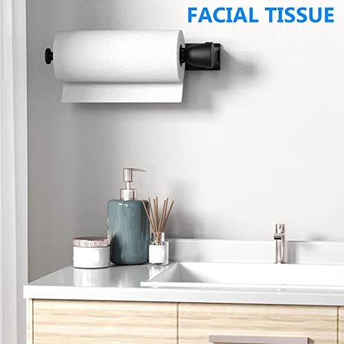 Kitchen Damper Paper Holder, Stainless Steel Damper Paper Holder Kitchen Punch Free Preservative Film Roll Hanger Anti Slip Rustproof Bathroom Tissue Holder Black