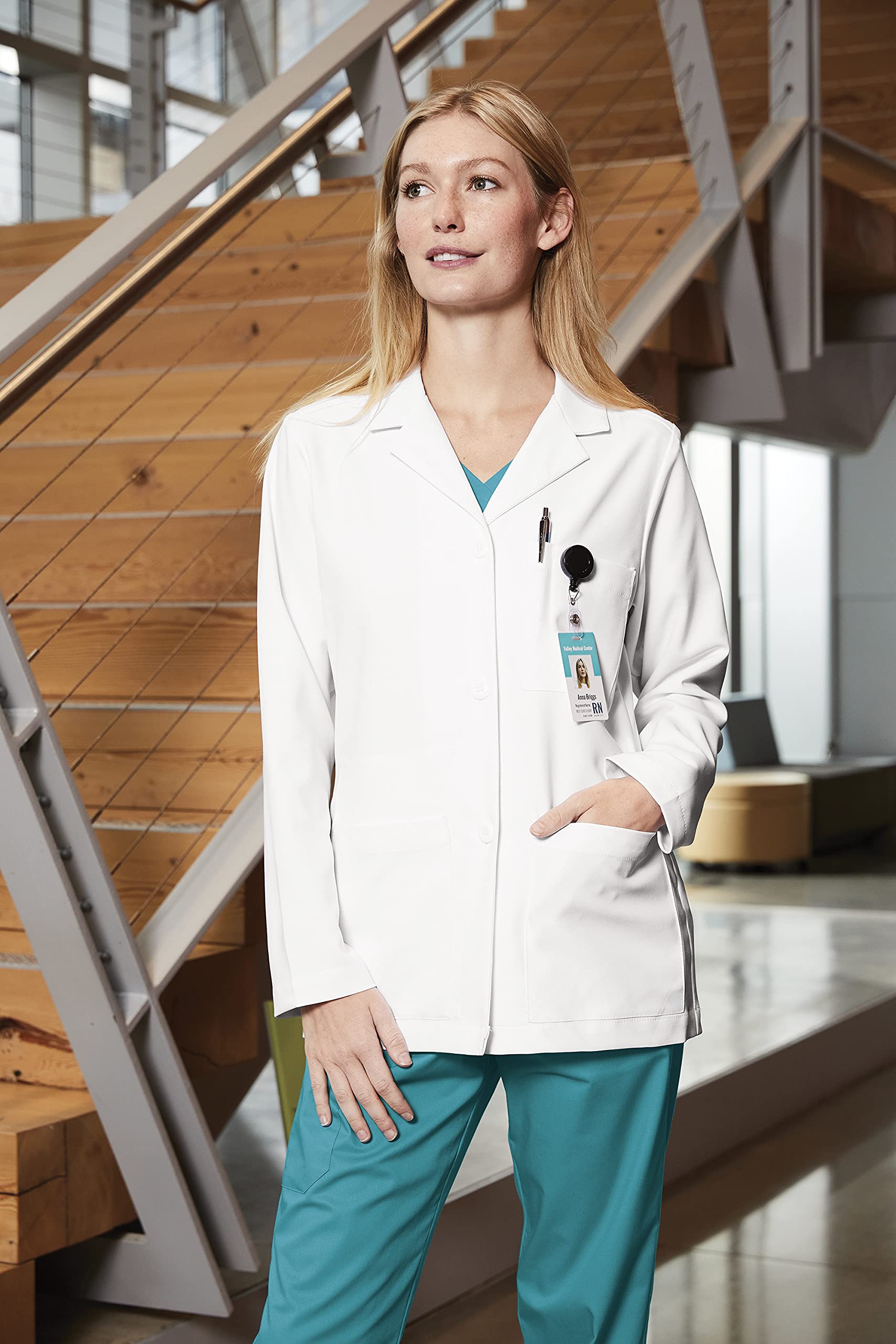 Custom Embroidered Womens Medical Laboratory Coats - Add Your Name or Text - Long Sleeve 3-Pocket Consultation Coats