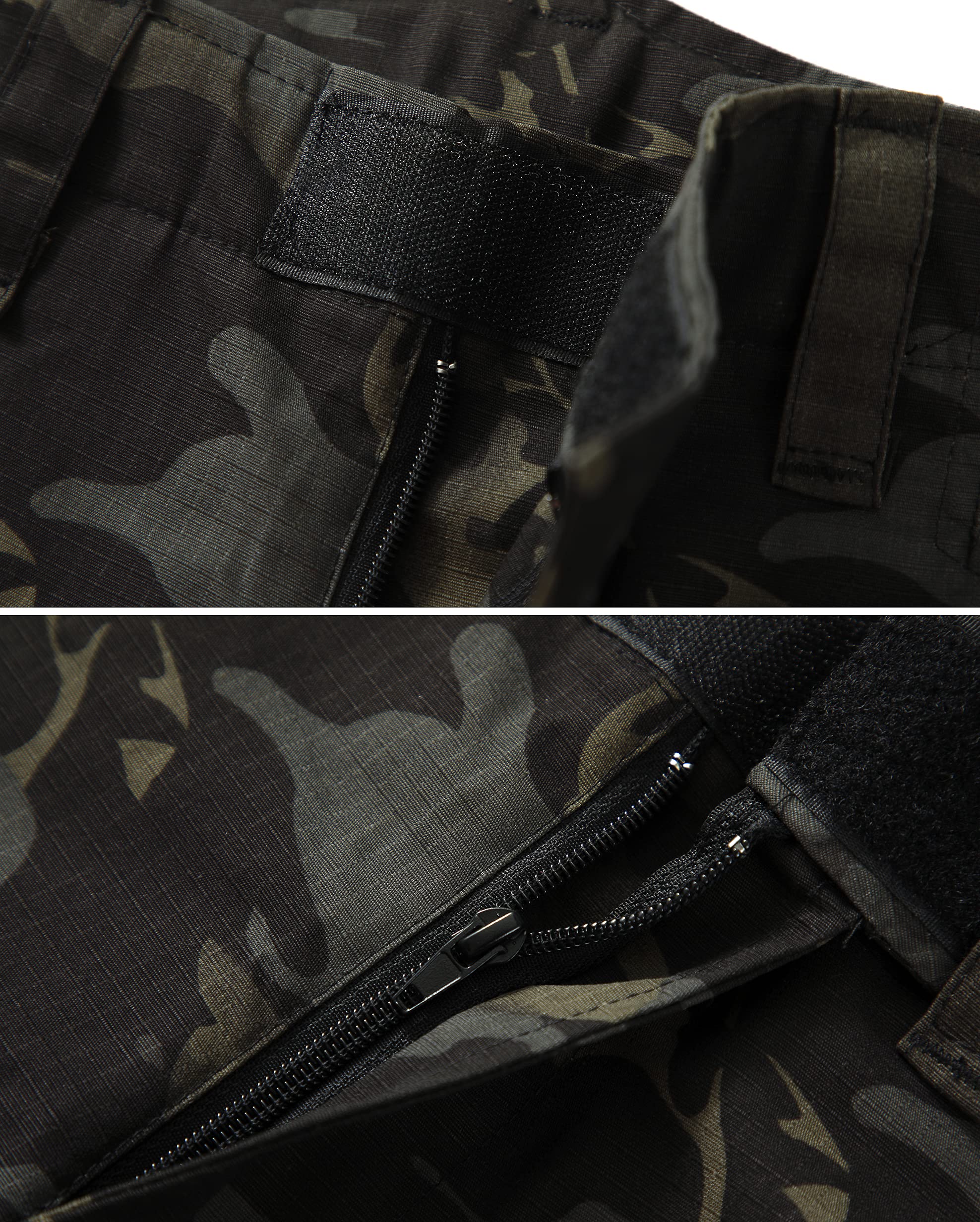 OCANXUE Men's Tactical Pants Camo Cargo Pants Ripstop Work Hiking Pants with 10 Pockets No Belt Size 38