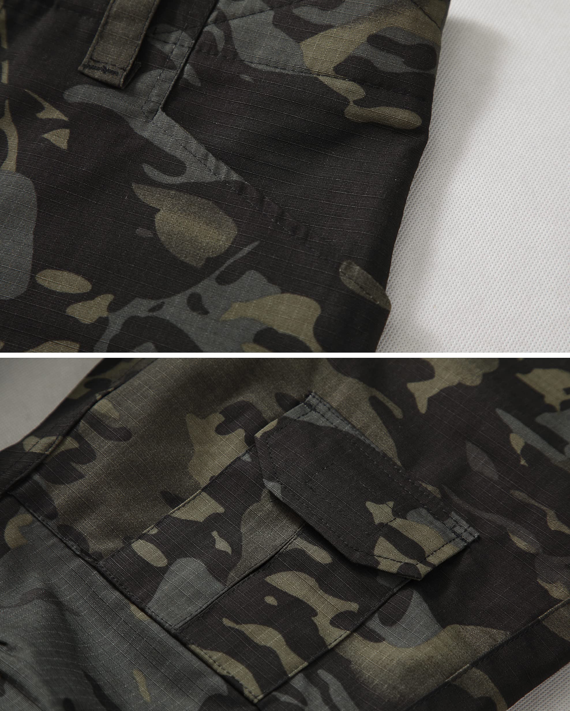 OCANXUE Men's Tactical Pants Camo Cargo Pants Ripstop Work Hiking Pants with 10 Pockets No Belt Size 38