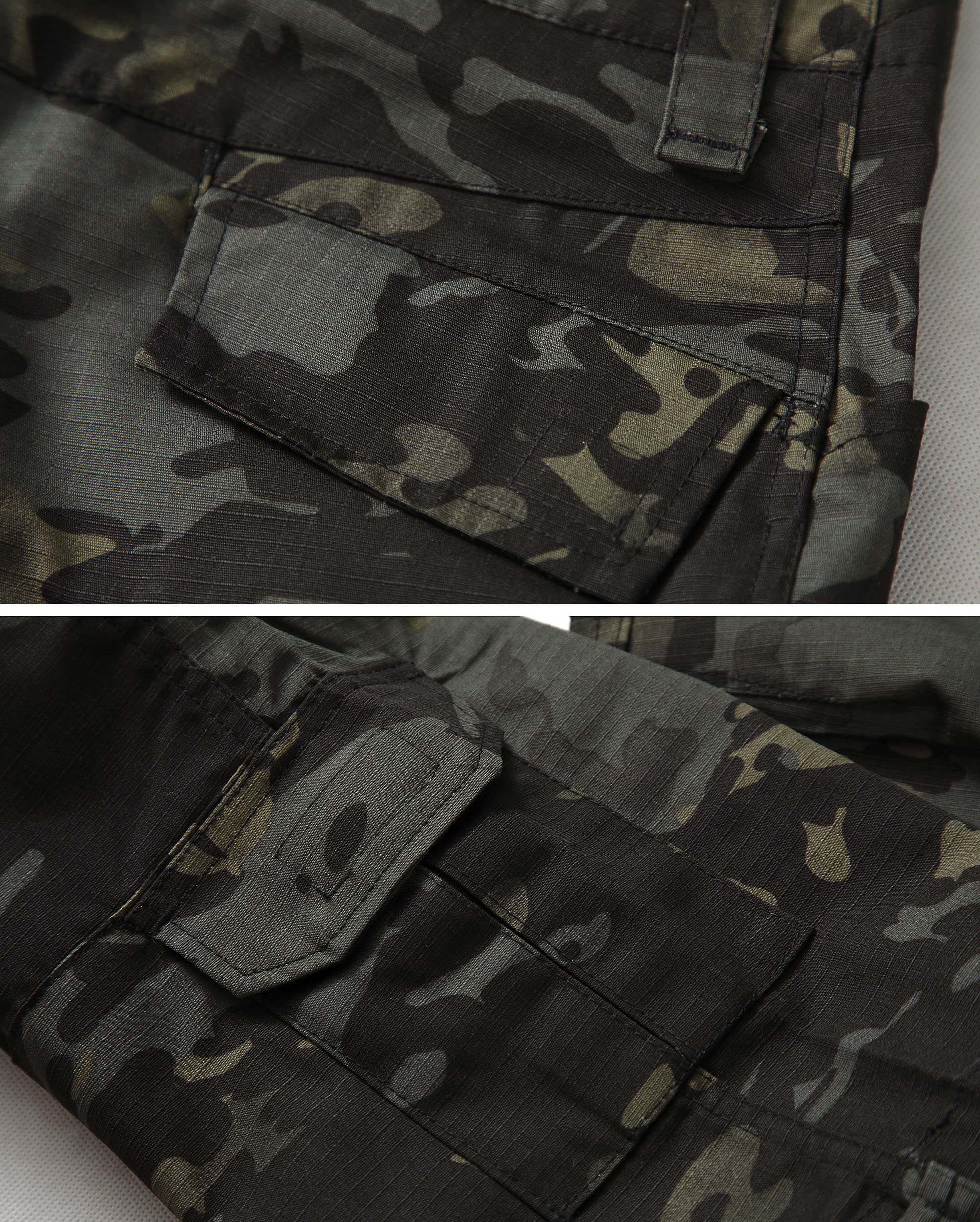 OCANXUE Men's Tactical Pants Camo Cargo Pants Ripstop Work Hiking Pants with 10 Pockets No Belt Size 38