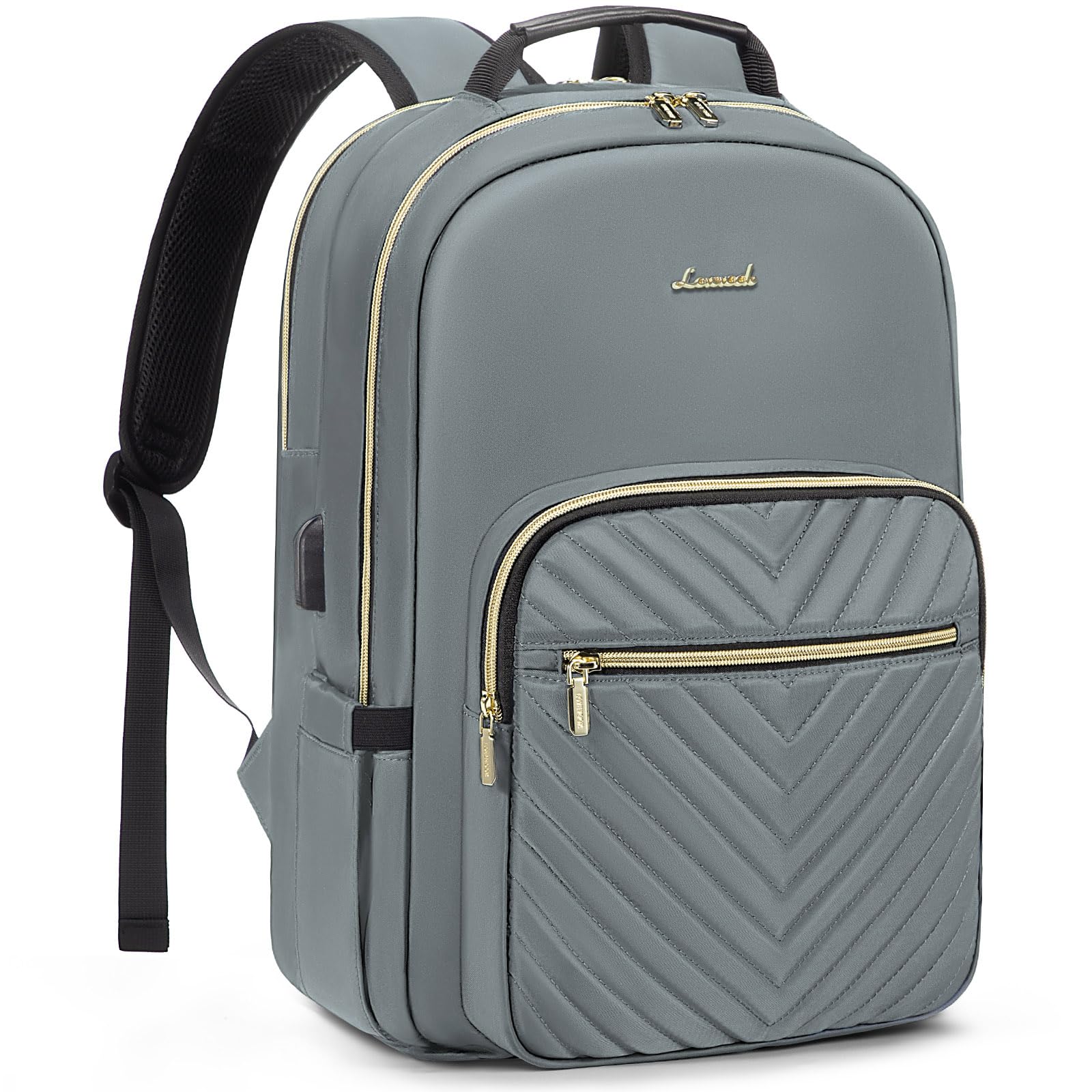 LOVEVOOK Laptop Backpack for Women 15.6 inch, Travel Backpack Purse,Professional Laptop Computer Bag,Waterproof Work Business College Teacher Bags Carry on Backpack with USB Port,Grey