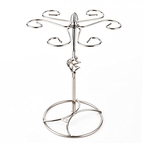 SLATIOM Cup Rack Wine Glass Rack Wine Glass with 6 Hooks Stainless Steel Hanging Standing Cup Rack (Color : E, Size : 1 pcs)