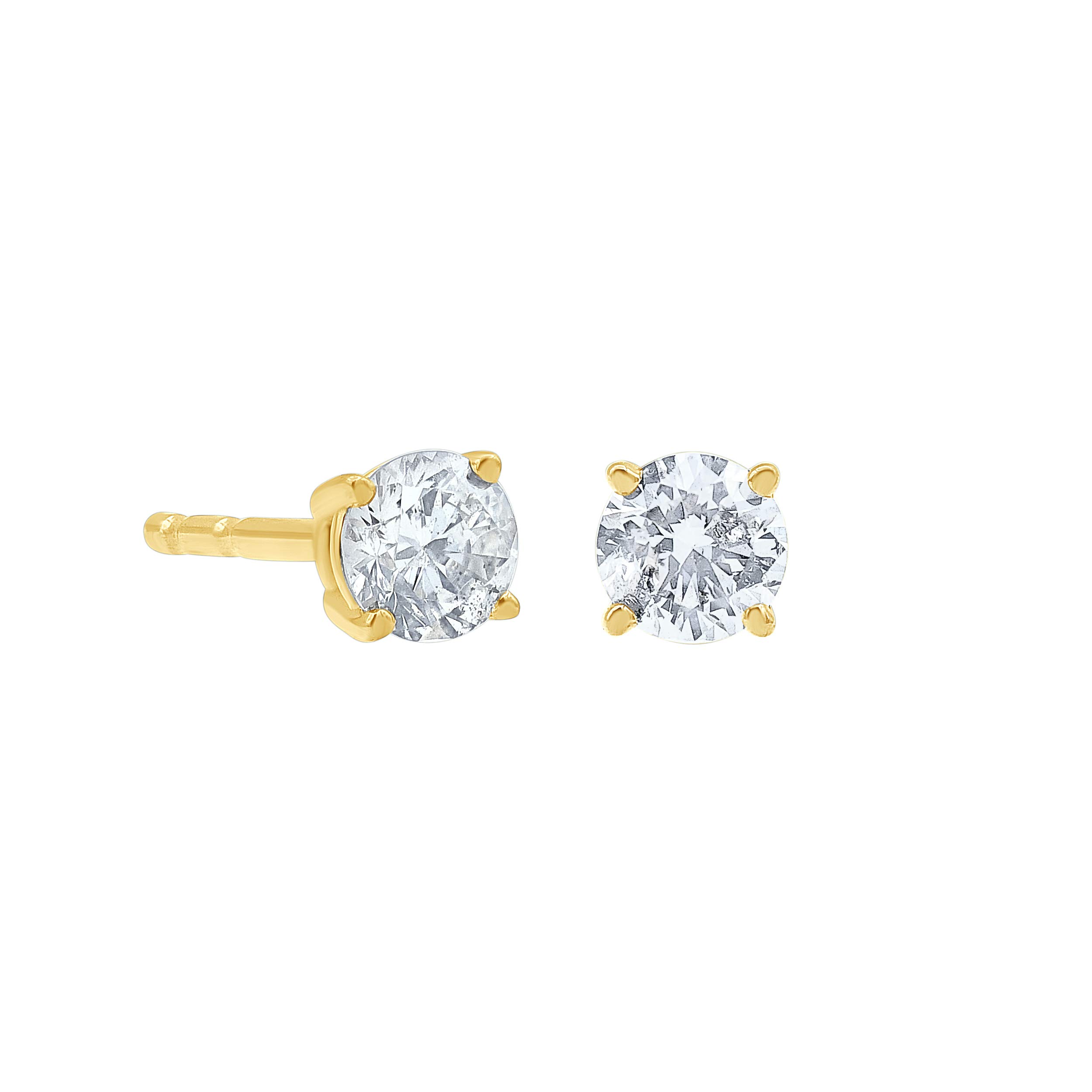 Beyond Brilliance 0.33 Carat Round Diamond Stud Earrings for Women | 14K Yellow Gold Earrings (I-J, I2-I3) | Fine Jewelry for Her | Timeless Design | Gift Box Included