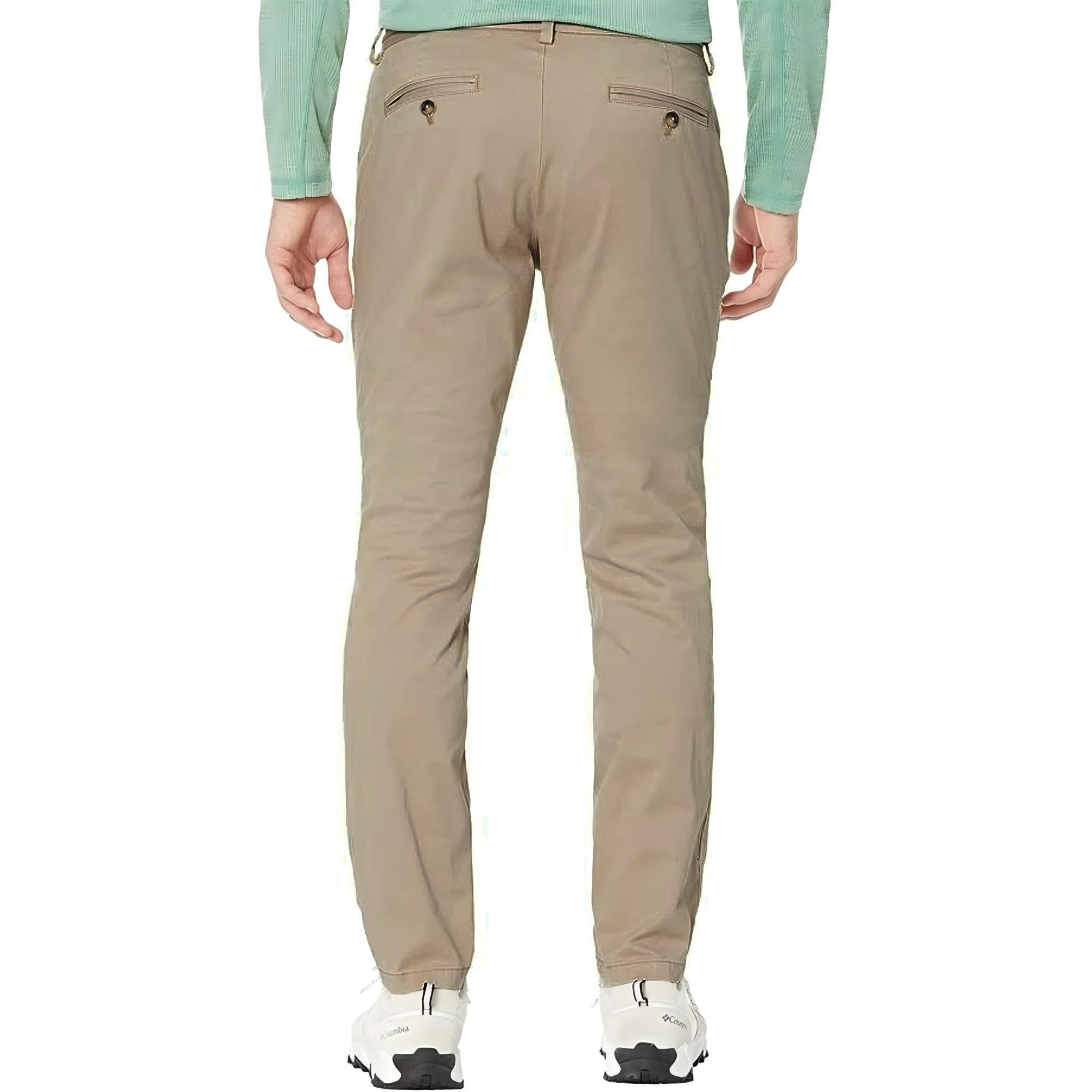 Mens Classic Fit Khaki Casual Chino Pants Whit Hidden Comfort Waistband(WKQ32L42)