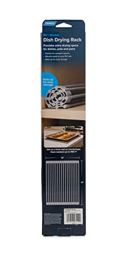 Camco 43519 Roll-Up Dish Drying Rack - Provides Extra Drying Space for Dishes, Pots and Pans - Heat-Resistant Up to 450° F - 17-Inches x 13-Inches