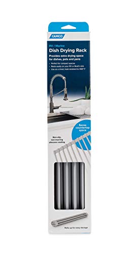 Camco 43519 Roll-Up Dish Drying Rack - Provides Extra Drying Space for Dishes, Pots and Pans - Heat-Resistant Up to 450° F - 17-Inches x 13-Inches