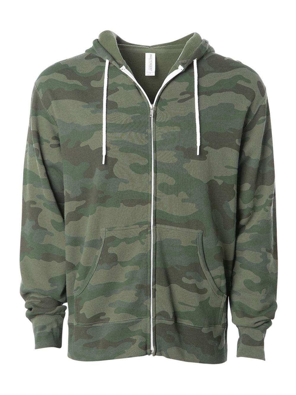 Independent Trading Co. - Lightweight Full-Zip Hooded Sweatshirt - AFX90UNZ - M - Forest Camo