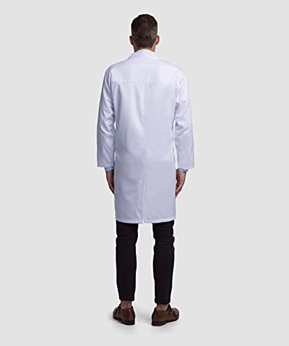 Lab Coat Professional for Men Women Snap Closure Full Length Poly Cotton 40 Inch (White, M)
