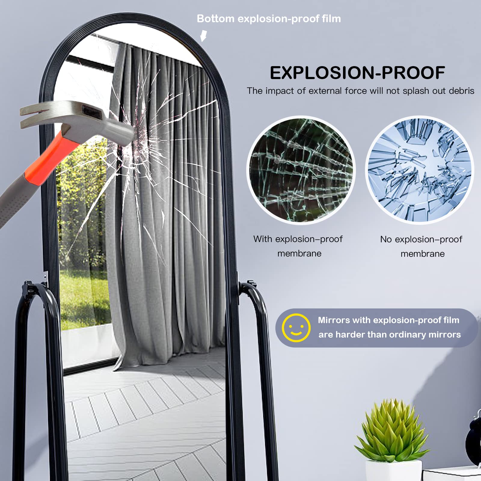 Jexdar Full-Length Mirror with Bracket, 66"x17"Adjustable Stand Up Mirror on Wheels with Underneath Storage, Floor-Standing Make Up Vanity Mirror Dressing Mirror for Bedroom Bathroom Porch