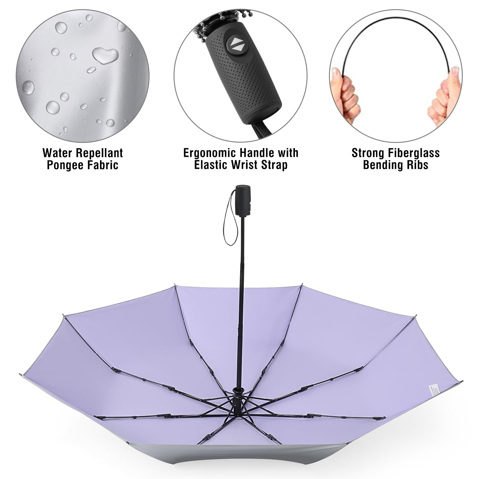 G4Free UPF 50+ UV Protection Large Travel Umbrella 42/46 Inch Auto Open Close Windproof Sun Blocking Umbrella