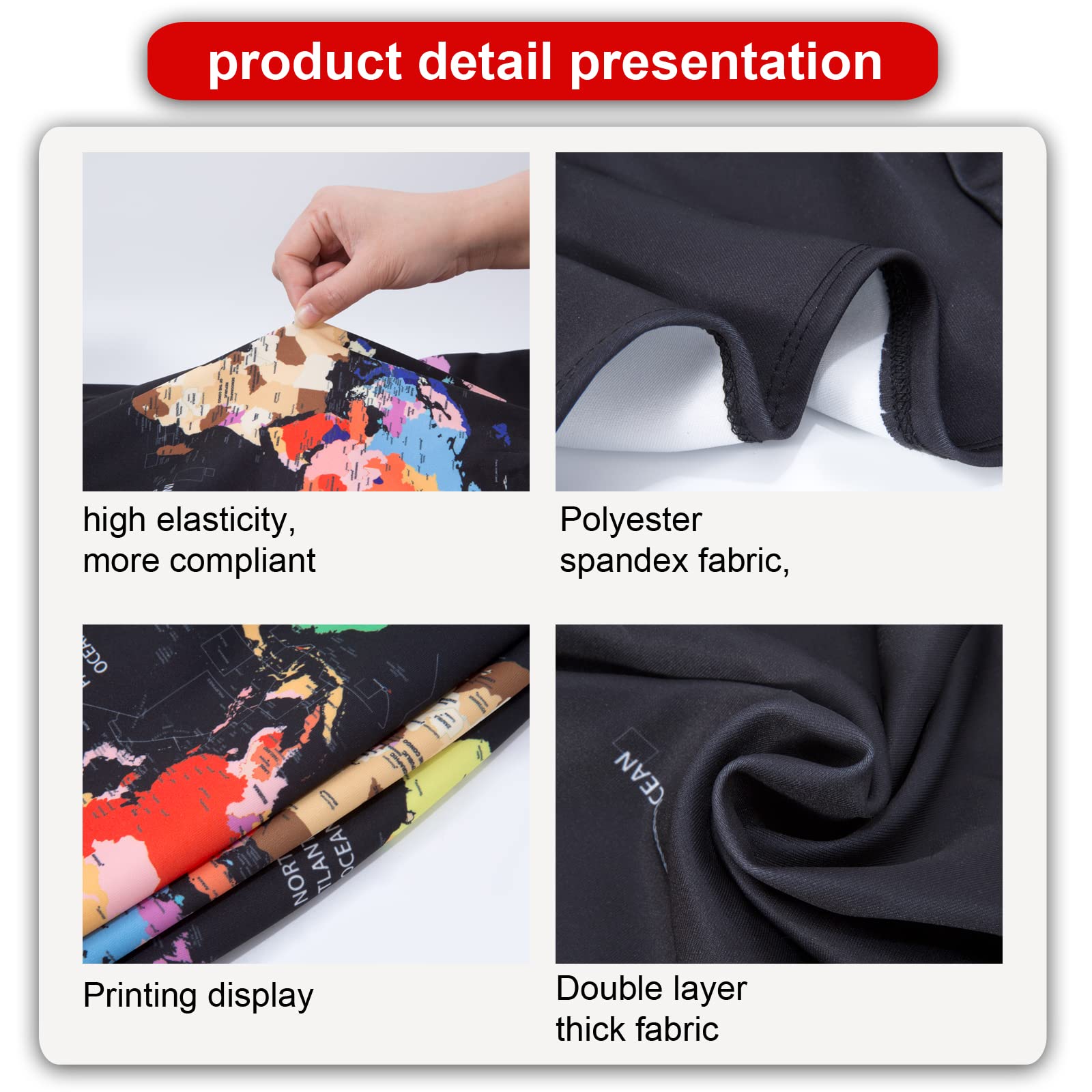MosaiRudo Thicker Luggage Cover Elastic Suitcase Cover Protector Fits 18-32 Inch Suitcase Travel Accessories (World Map, S)