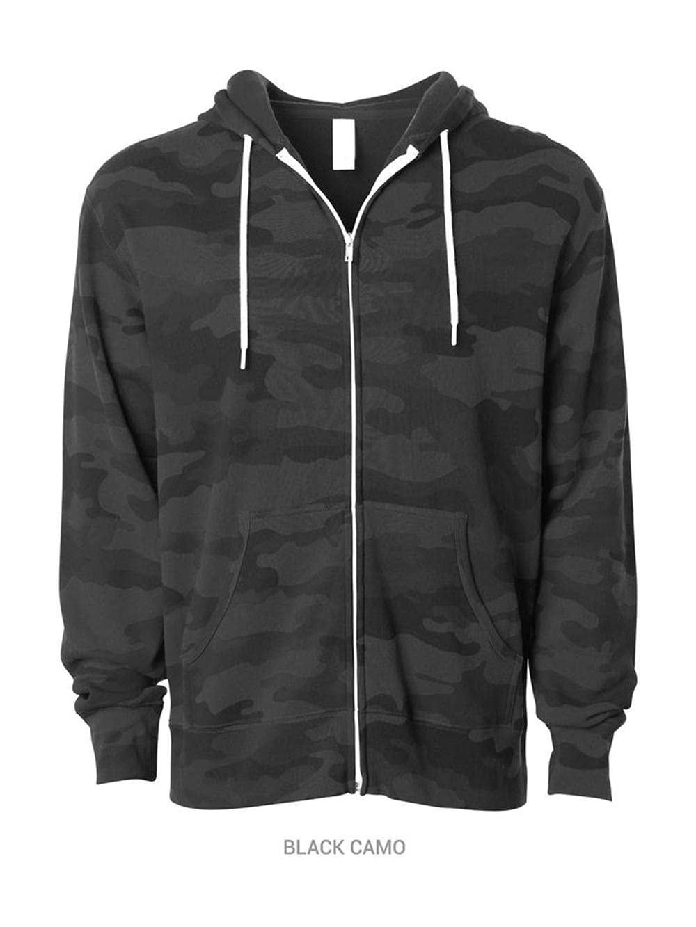 Independent Trading Co. - Lightweight Full-Zip Hooded Sweatshirt - AFX90UNZ - L - Black Camo