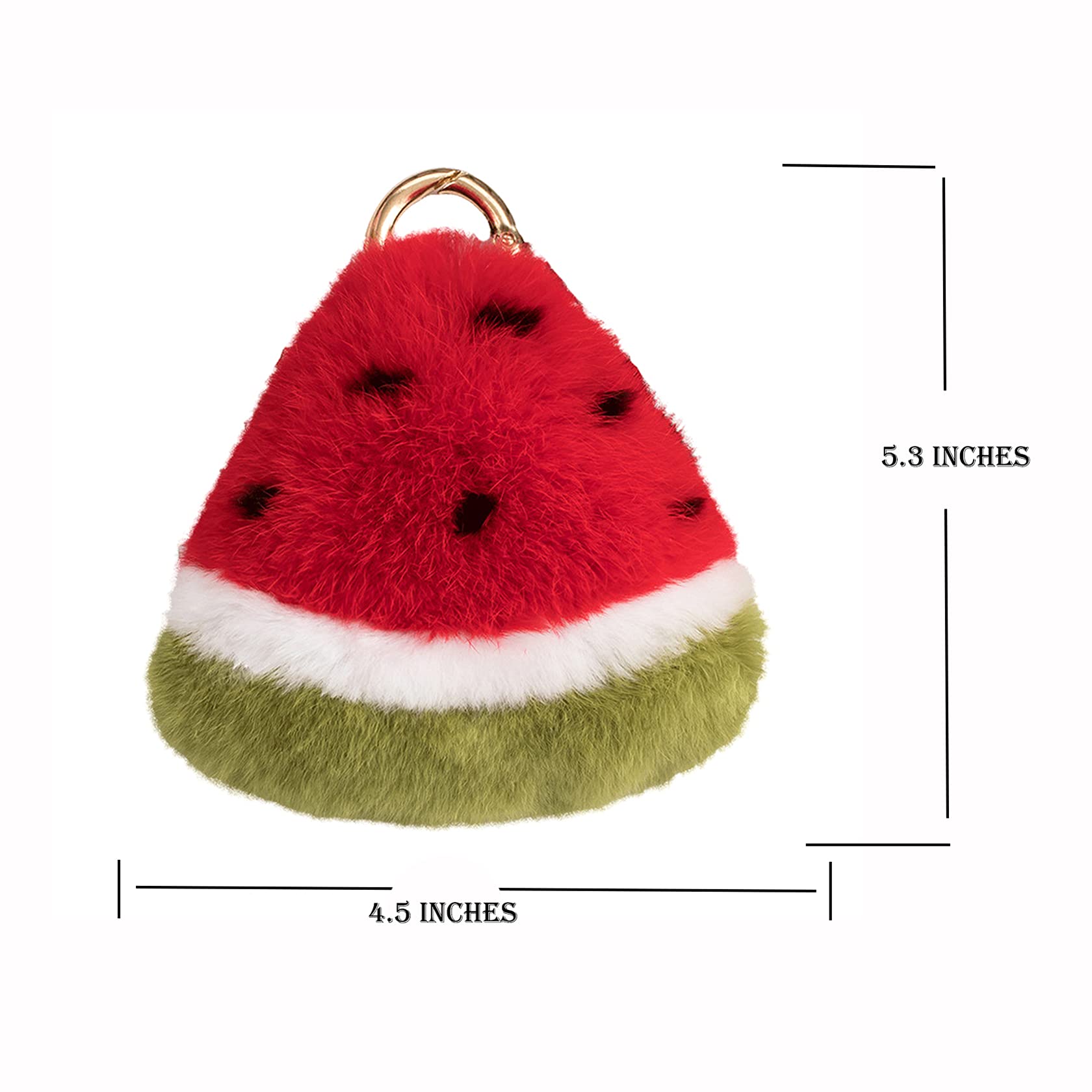 URSFUR Soft Fur Keychain Cute Rabbit Ball Pom Pendant Plush Doll Key Chain Ring Car Bag Charm for Women Girls Watermelon