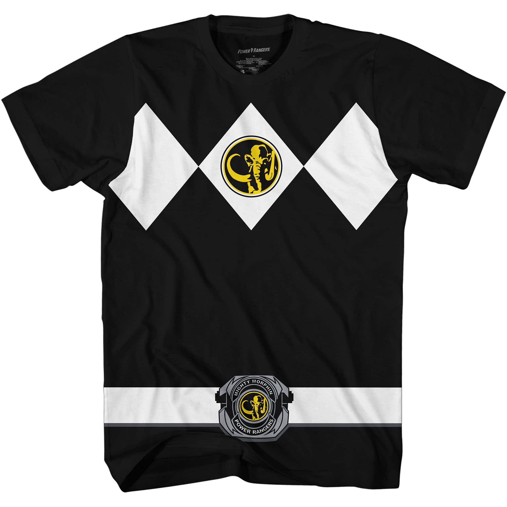 Power Rangers Mighty Morphin Black Boys Youth Armor Costume T-Shirt (LG, Black)