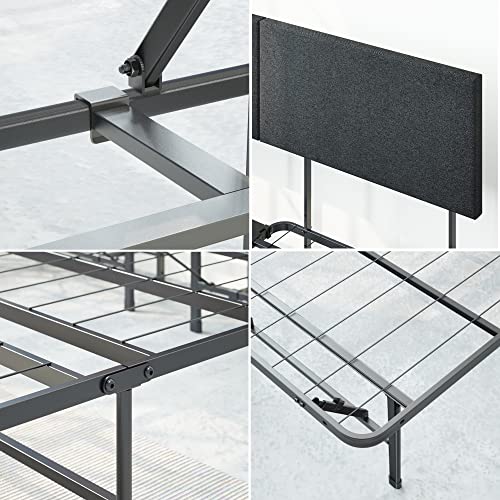 ZINUS SmartBase Mattress Foundation with Upholstered Headboard, 14 Inch Metal Platform Bed Frame, No Box Spring Needed, Sturdy Steel Frame, Adjustable Headboard Height, California King