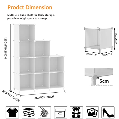 AWTATOS Cube Storage Organizer Modular Storage Cubes Bookshelf Stackable Closet Storage Shelves DIY Plastic 9 Cube Organizer Shelving, Ideal Storage Solution for Bedroom, Home Office, White