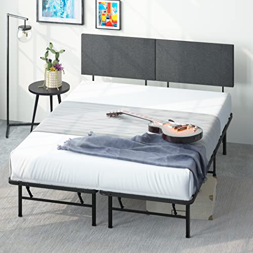 ZINUS SmartBase Mattress Foundation with Upholstered Headboard, 14 Inch Metal Platform Bed Frame, No Box Spring Needed, Sturdy Steel Frame, Adjustable Headboard Height, California King