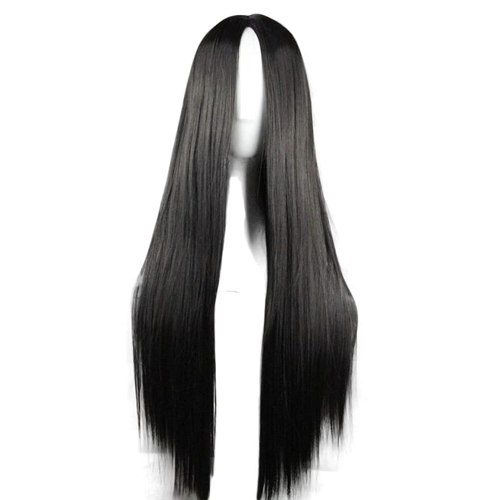 75cm Black Hair Women's Long Straight Wigs No Bangs Synthetic Hair Cosplay Anime Halloween Costume Party