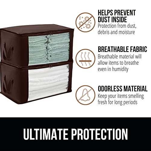 Gorilla Grip Wire Shelf Liners Set of 3 and Clothes Storage Bag Organizer Set of 2, Shelf Liner Size 14x24 in Brown, Waterproof Hard Plastic, Storage Bag Size 90L in Brown, Clear Window, 2 Item Bundle