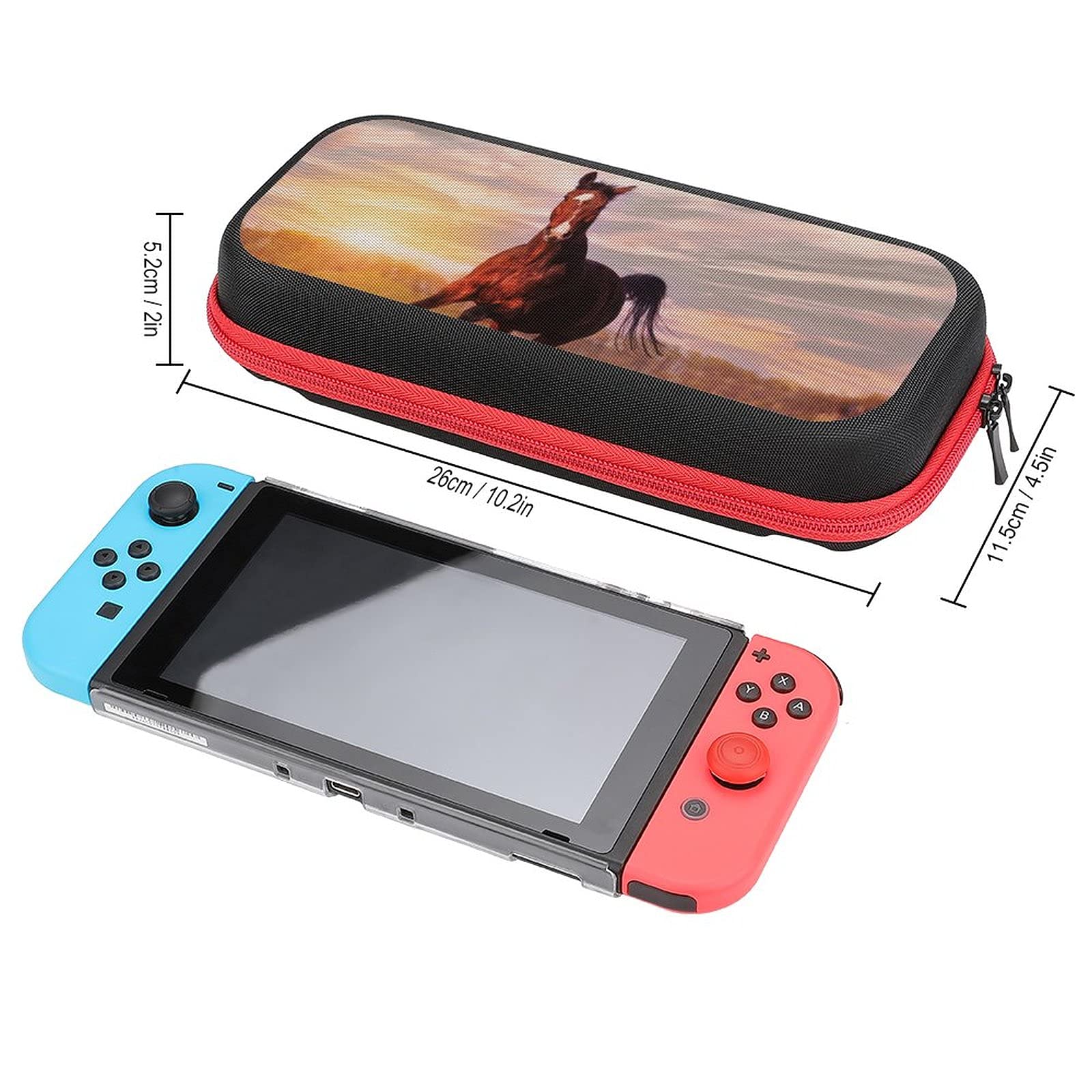 Horse Running on Grass Travel Carrying Case Tote Bag For Nintendo Switch Accessories Holds 20 Game Card Bag