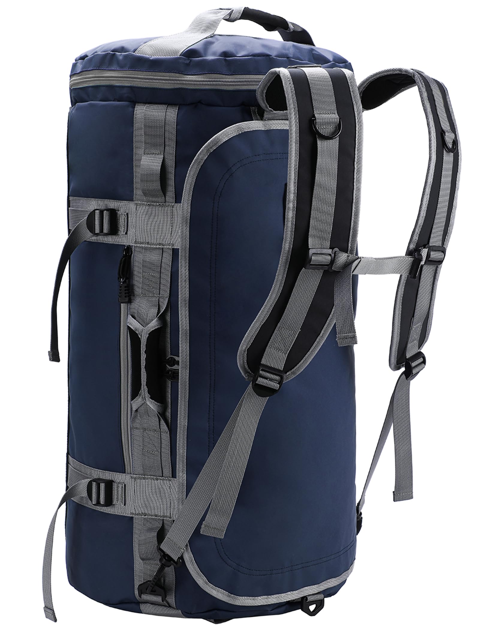 MIER Large Duffel Backpack Sports Gym Bag with Shoe Compartment, Heavy Duty and Water Resistant, Navy Blue, 60L