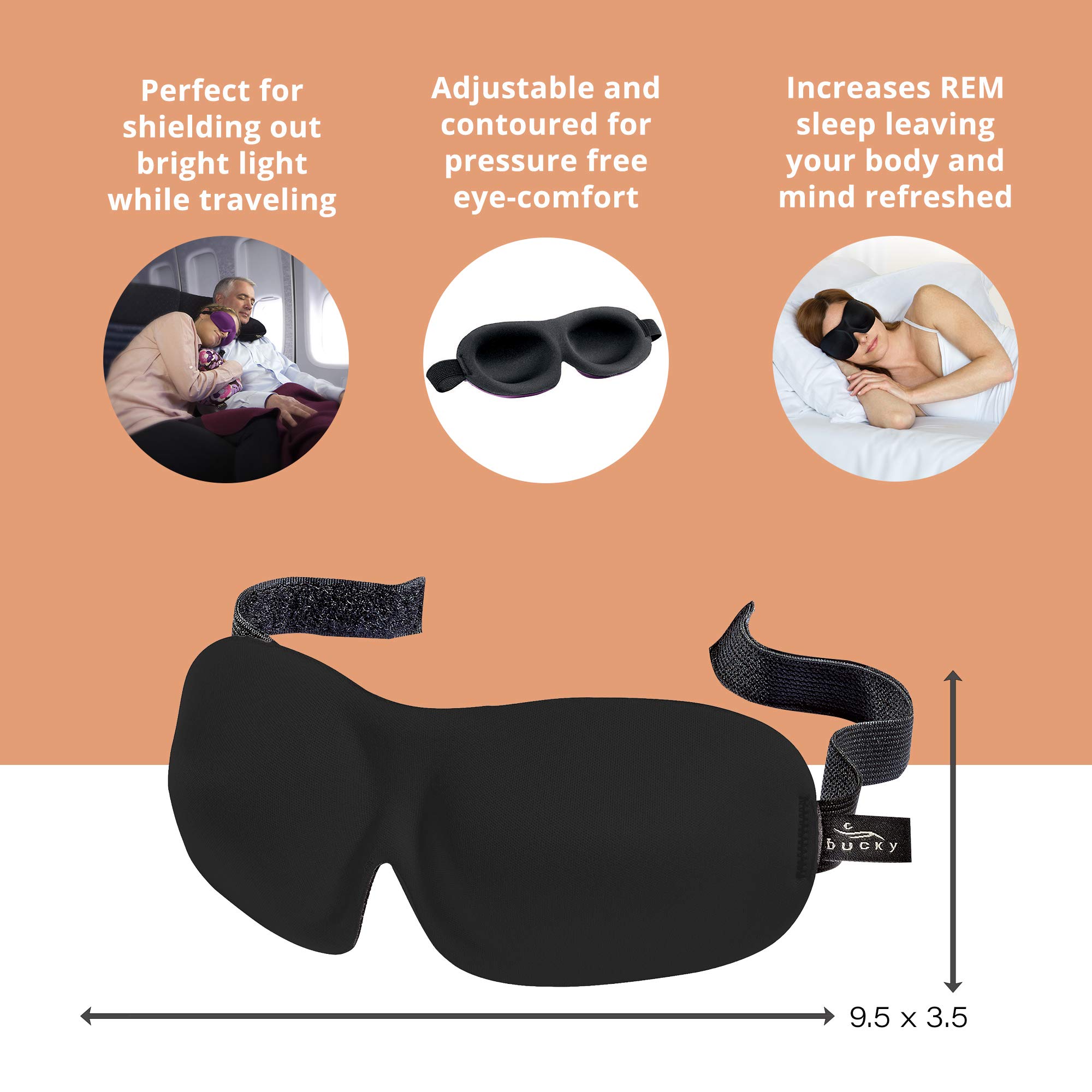 Bucky 40 Blinks No Pressure Solid Eye Mask for Sleep & Travel, Magenta, One Size