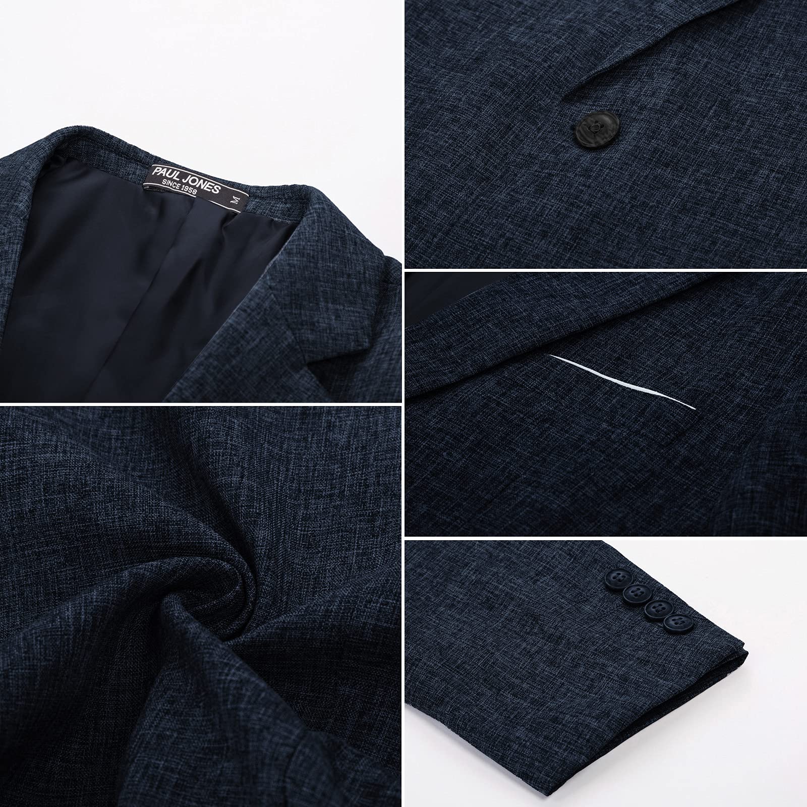 Men's Tailored Casual Blazer Slim Fit One Button Business Sport Coat Navy L