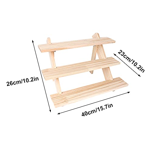 EKDJKK 3 Tier Wooden Cupcake Stand, Earring Display Stands for Selling, Desktop Ladder Plant Stand, Rustic Retail Display Riser Jewelry Holder Stand for Cupcakes, Desserts, Brooch, Bracelet, Tabletop