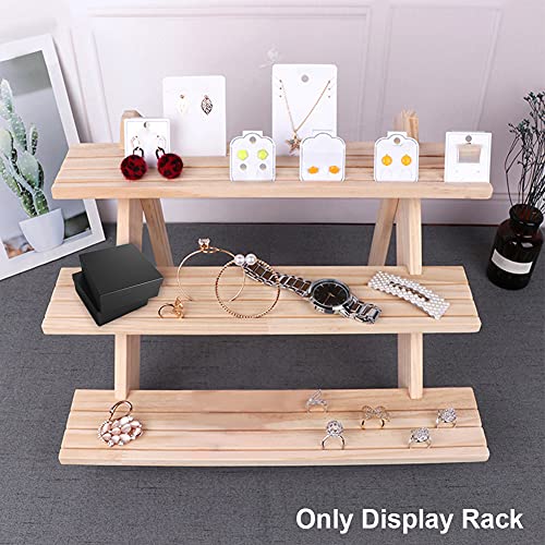 EKDJKK 3 Tier Wooden Cupcake Stand, Earring Display Stands for Selling, Desktop Ladder Plant Stand, Rustic Retail Display Riser Jewelry Holder Stand for Cupcakes, Desserts, Brooch, Bracelet, Tabletop