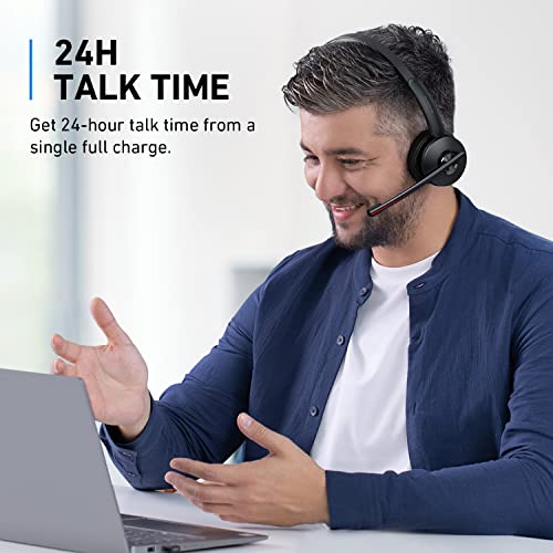 Anker PowerConf H500, Bluetooth Dual-Ear Headset with Microphone, Audio Recording and Meeting Transcription, AI-Enhanced Calls, Compatible with Video Conference Platforms, 24H Talk Time