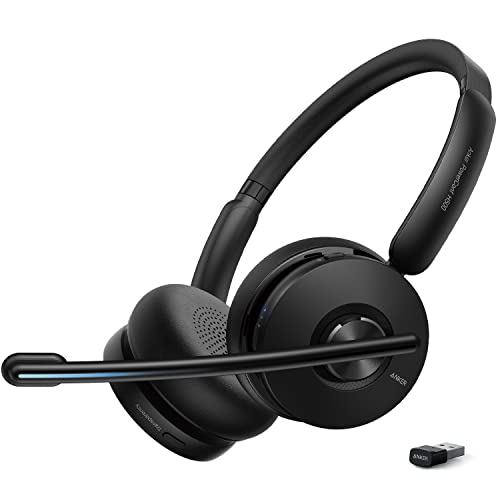 Anker PowerConf H500, Bluetooth Dual-Ear Headset with Microphone, Audio Recording and Meeting Transcription, AI-Enhanced Calls, Compatible with Video Conference Platforms, 24H Talk Time
