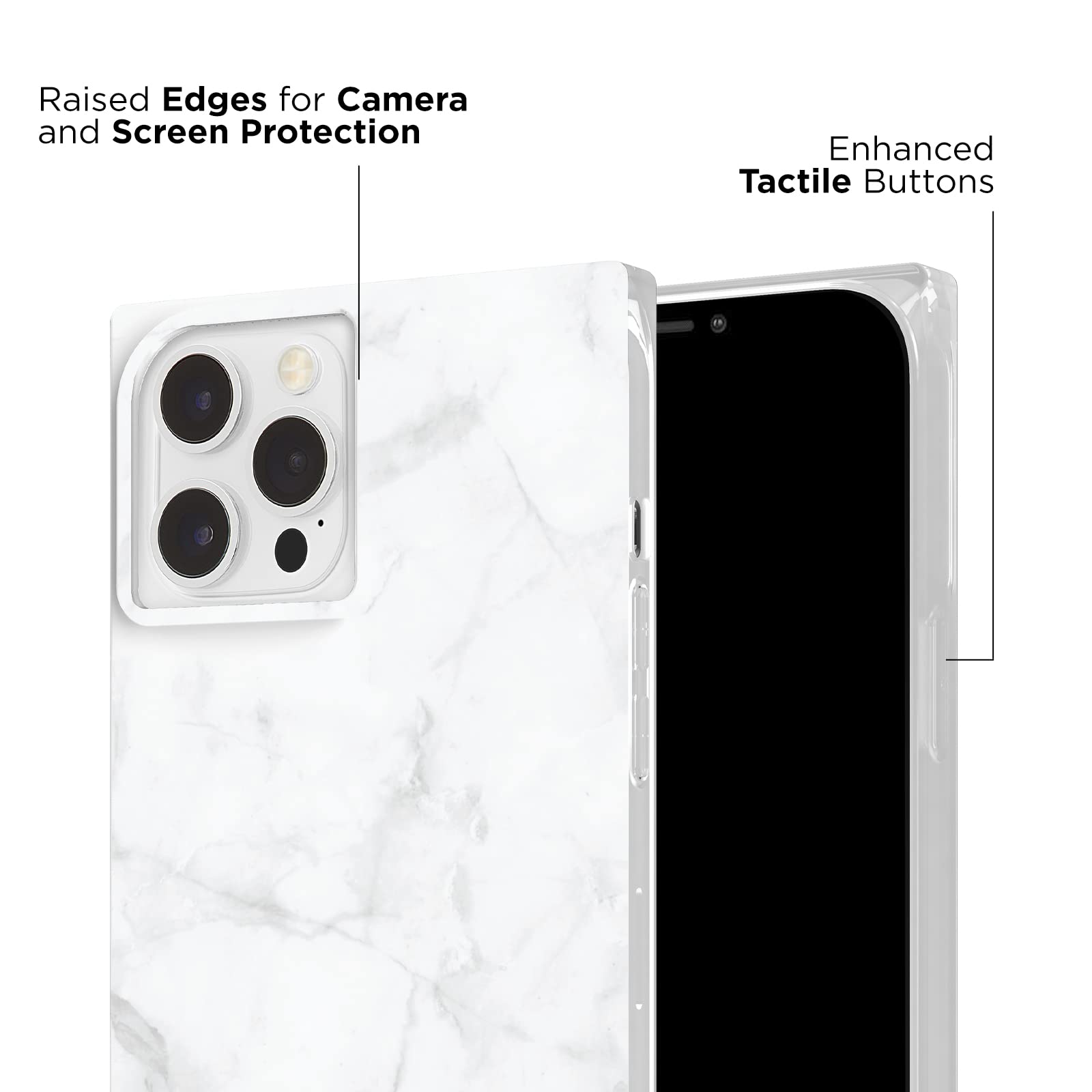 Case-Mate BLOX iPhone 13 Pro Max Case - White Marble [10FT Drop Protection] [Wireless Charging Compatible] Protective Phone Cover for iPhone 13 Pro Max 6.7", Anti-Scratch, Shockproof, Matte