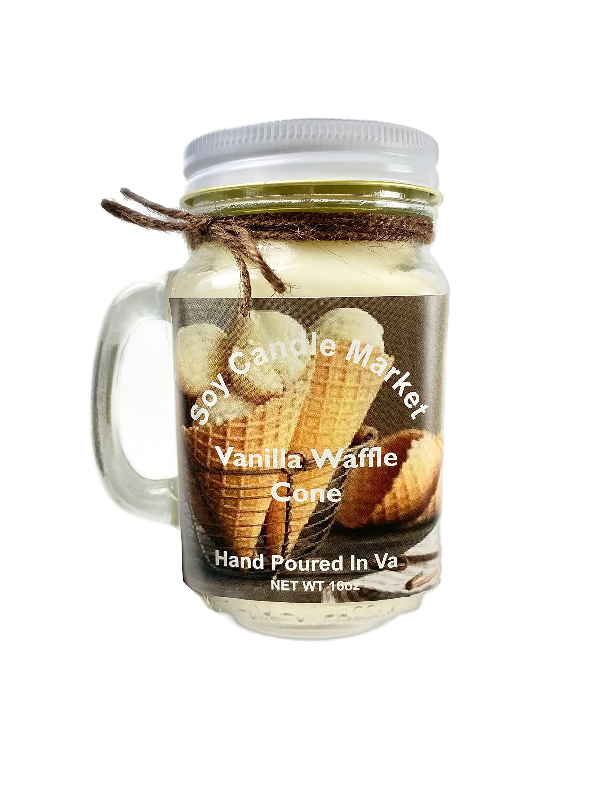 Soy Scented Candles | Handmade & Highly Aromatic Candles Burns Upto 85 Hours in Glass Jar - Perfect for Home Decor, Wedding, Birthday, Dinner (Vanilla Waffle Cone, 16 oz)